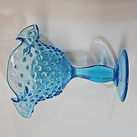 Fenton | Holiday | Vintage Fenton Colonial Blue Hobnail Ruffled Footed ...